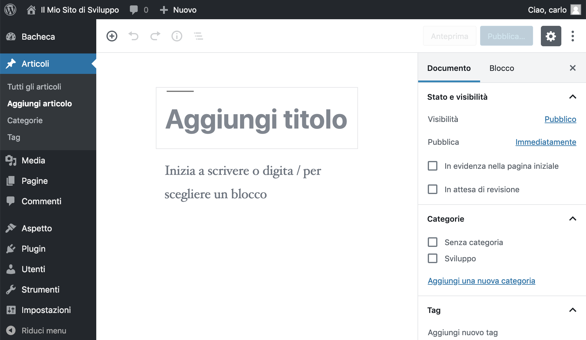 I Tipi di Post di WordPress